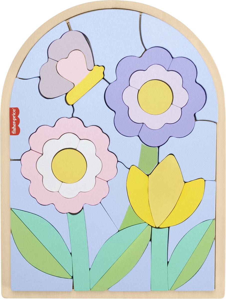 Fisher-Price houten bloemenpuzzelblokken voor kleuters, 37 houten ...